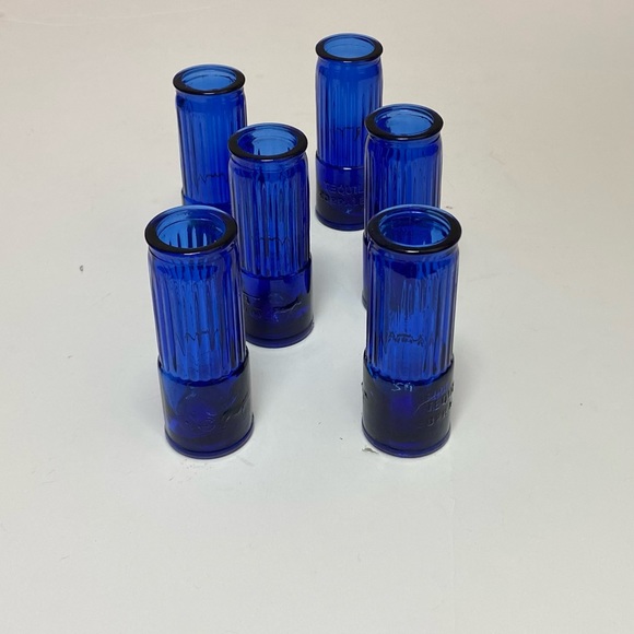 Dining | 6 Recycled Mexican Corralejo Cobalt Blue Shot Glasses Shotgun ...